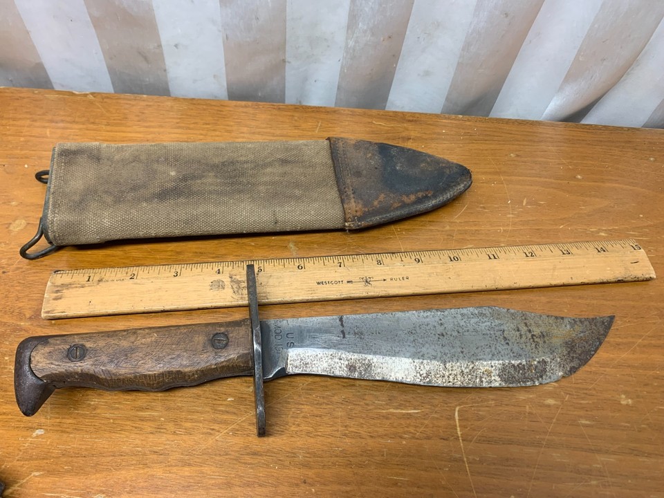Antique US MOD 1918 US Army Military WWI Bolo Knife W/ Scabbard Plumb ...