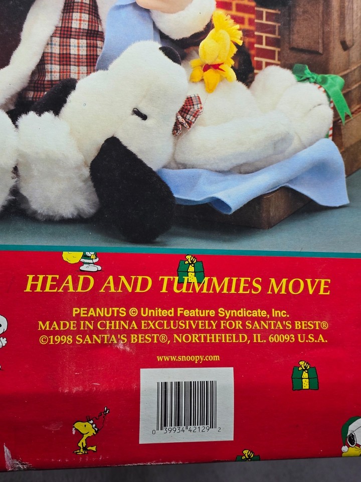 Santa's Best Animated Fireplace Linus Snoopy Woodstock Plush Christmas ...