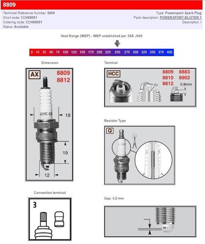 CHAMPION CCH88091 S-PLUG 8809 HONDA CB 250 NIGHTHAWK 2008 | eBay
