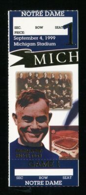 College Football Ticket Michigan Wolverines 1999 Full Proof Tom Brady ...