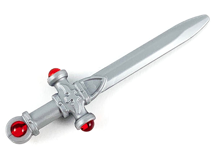 Lego Flat Silver Sword Minifigure Weapon Ornate Trans-Red Jewels ...