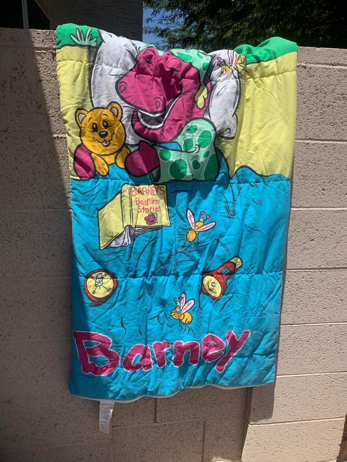 Vintage Barney Sleeping Bag 55" L 27" W Youth Dinosaur Early 90s ...