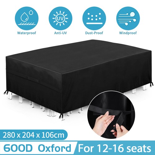 600D Patio Outdoor Furniture Cover Chair Table Covers Waterproof Black ...