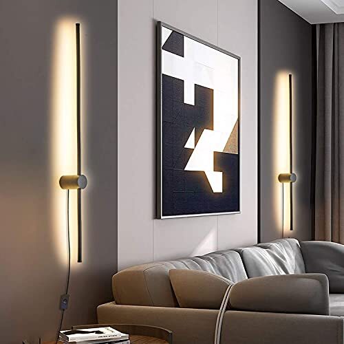 Modern Plug In Wall Sconce Set Of 2 Led Black Wall Lights With Plug In ...