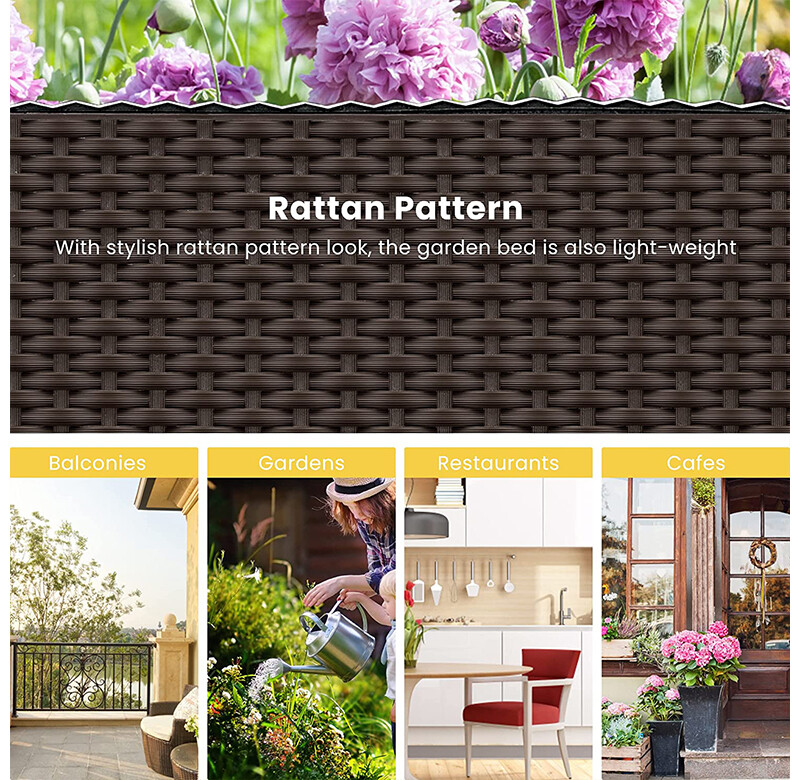 2/4pcs Elevated Plastic Raised Garden Bed Patio Porch Planter Box ...