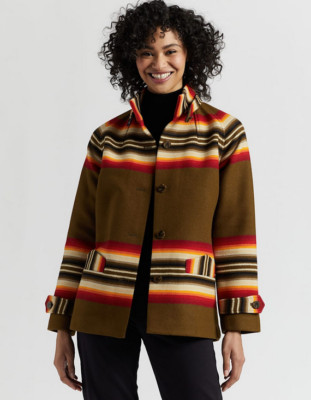 Pendleton Women's Toboggan Coat jacket Cedar Roman Stripe Archival S ...