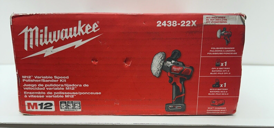 Milwaukee 2438-22X M12 Variable Polisher Sander Kit Red Lithium ...