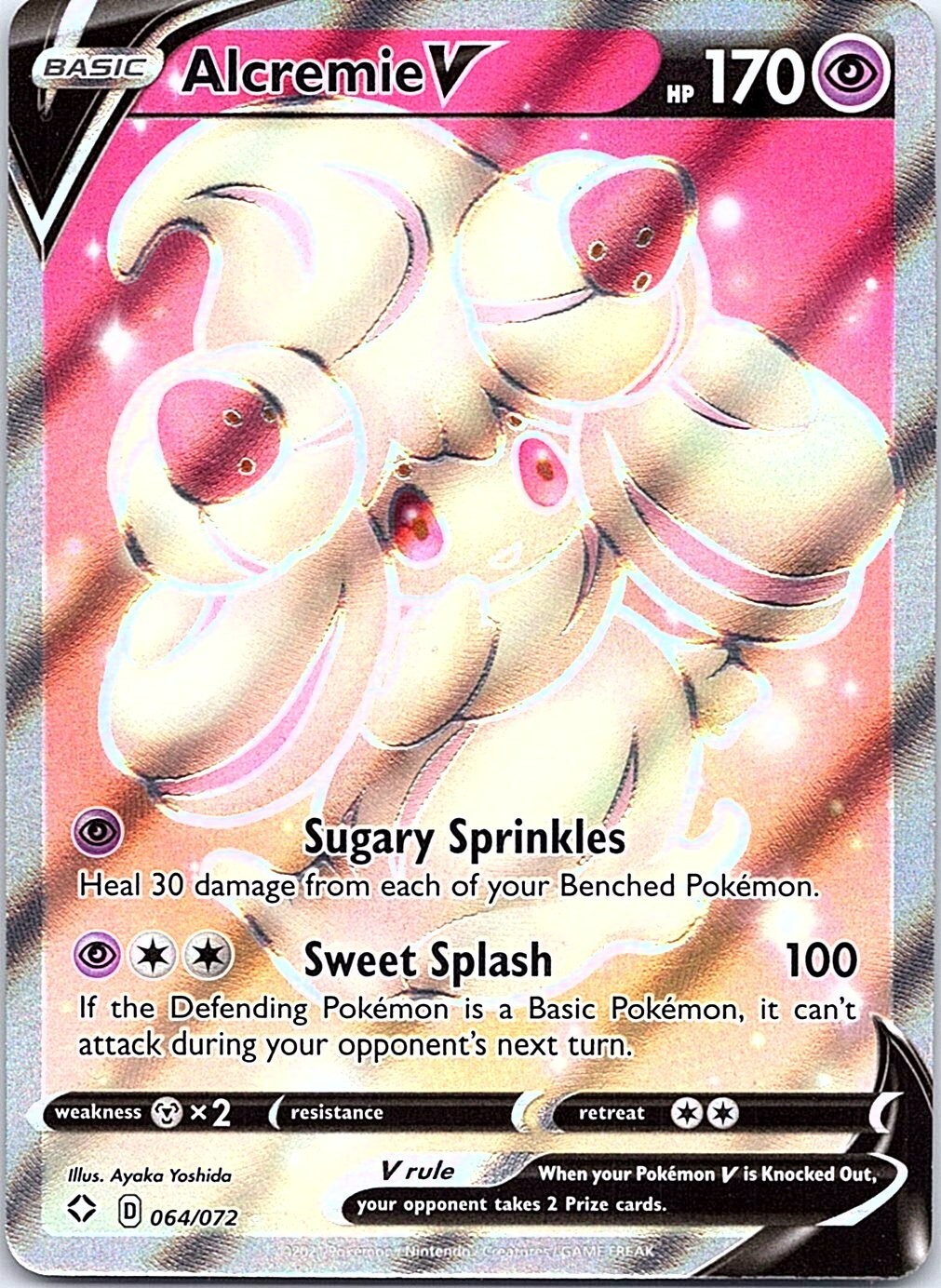 Alcremie V 064/072 Shining Fates Full Art Ultra Rare Pokemon TCG Card ...