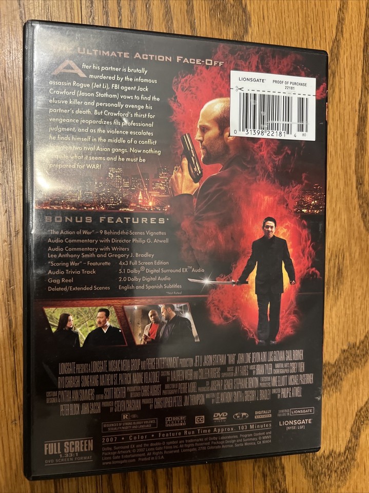 War (DVD, 2007) - Jet Li - Jason Statham - W/slipcover 31398221814| eBay