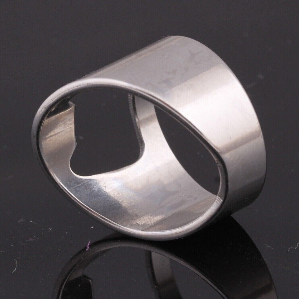 2 Pcs Punk Mens Stainless Steel Finger Ring Bottle Opener Bar Beer Tool ...