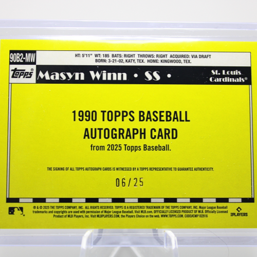 2025 Topps Series 2 - 1990 Topps Baseball Autographs Masyn Winn #90B2 ...