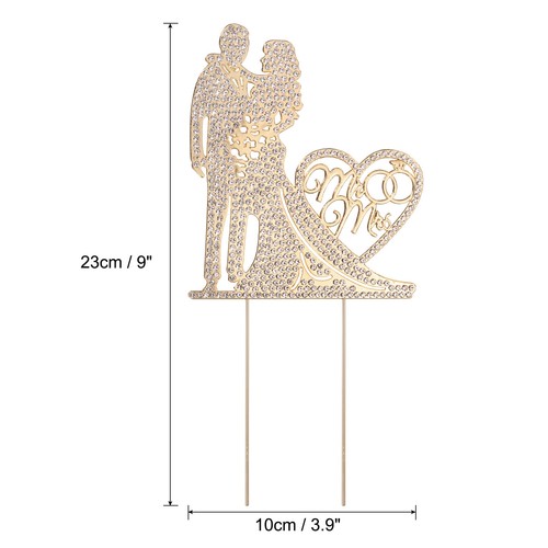 Wedding Cake Toppers Rhinestone Metal Bride and Groom Anniversary Party ...