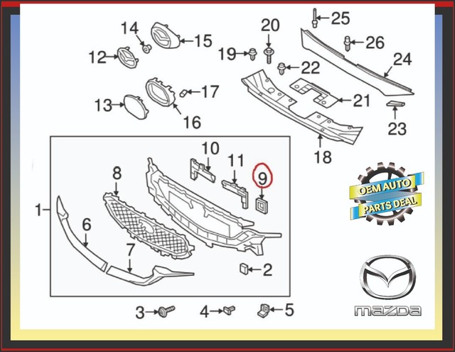 KB8A50161 Mazda Bracketlgrille KB8A50161 Genuine OEM Part for sale ...
