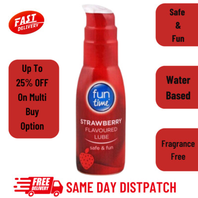 Fun Time Flavoured Lube Lubricant Water Based Gel Edible Bottle UK 75ml ...