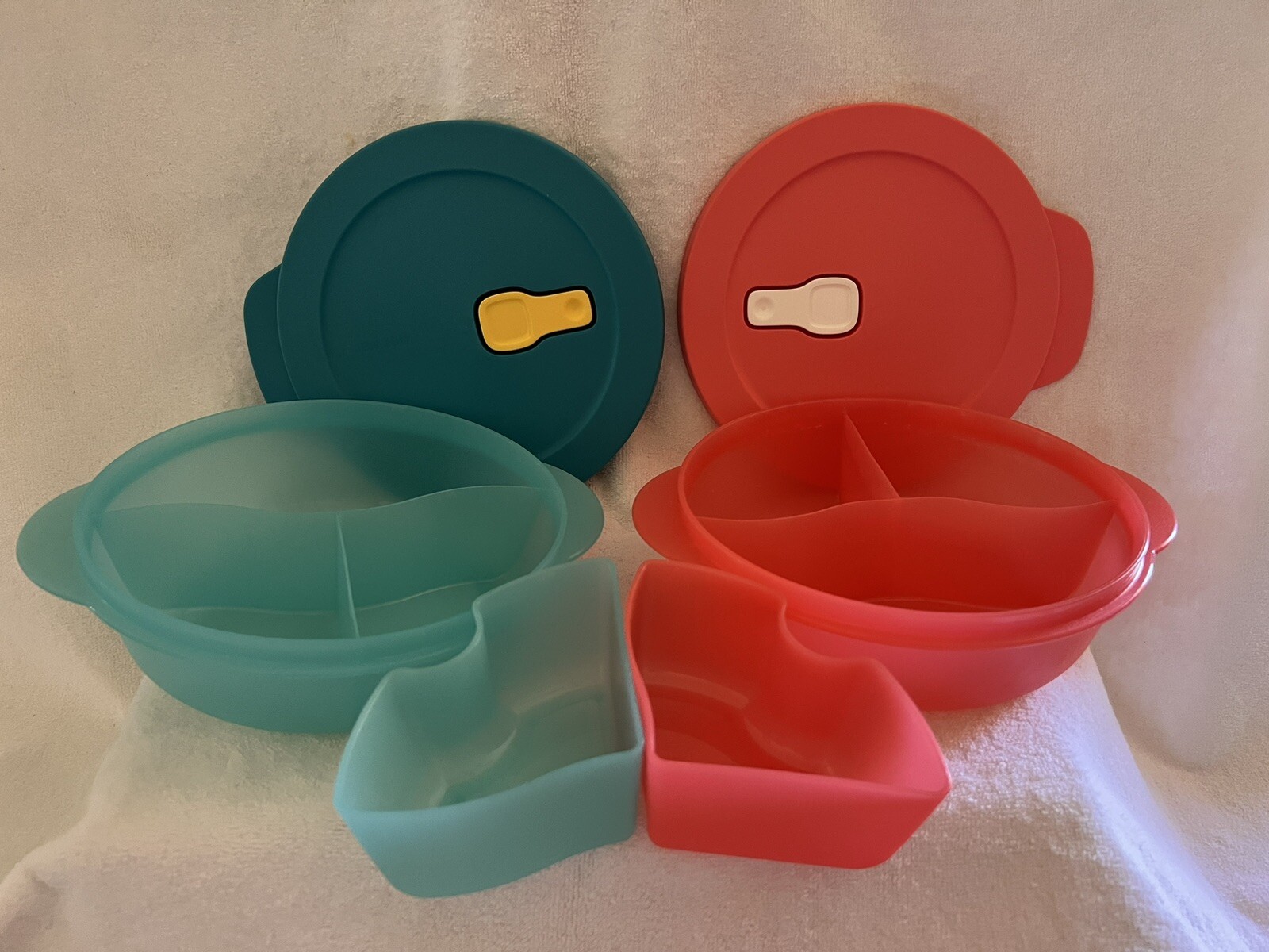 Tupperware Lot Of 2 Lunch Bowls W/ Insert. Teal & Pink Colors. | eBay