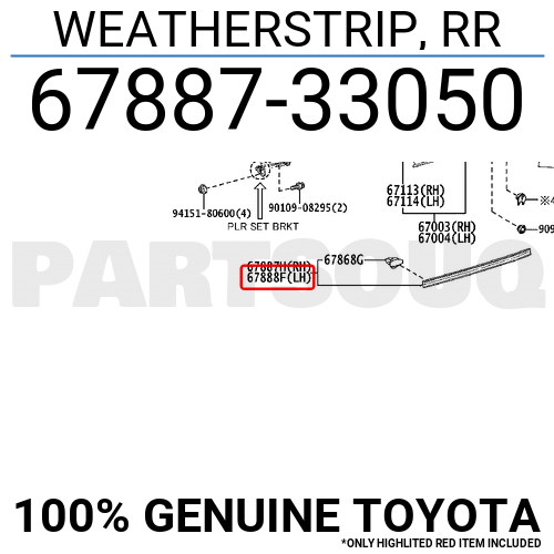 6788733050 Genuine Toyota WEATHERSTRIP, RR 67887-33050 | eBay