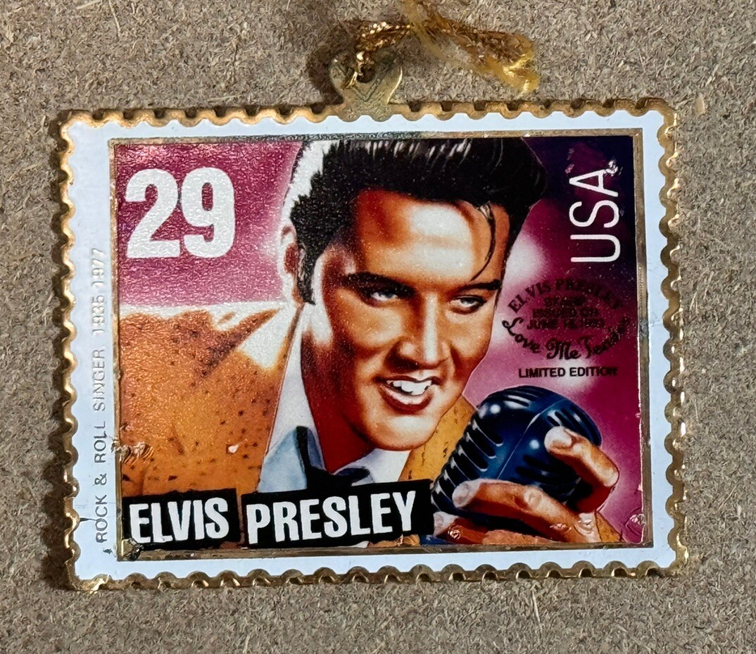 Vintage 90s Elvis Presley 29 Cent Stamp 22K Gold Plated Ornament WinCo ...