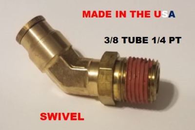 BRASS FITTINGS QUICK CONNECT DOT AIR BRAKE SWIVEL 45 MALE ELBOW 3/8 T X ...