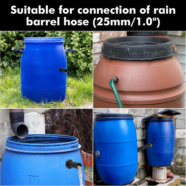 2X Garden Water Tank Overflow Vent 25mm Water Butt Barbed Linking Pipe ...