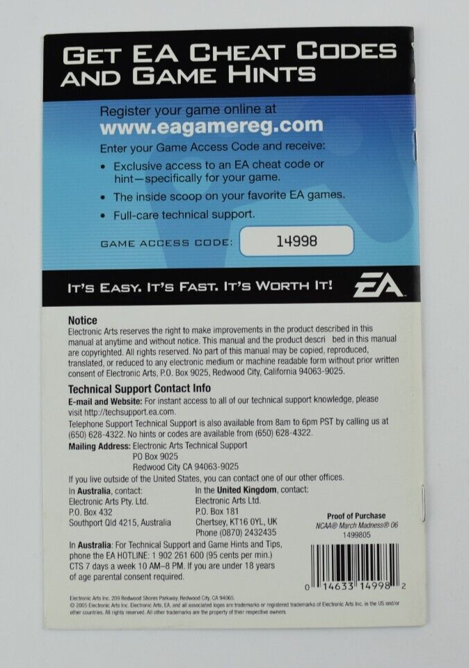 NCAA 06 March Madness 2006 Original XBOX Authentic Manual Booklet Only ...