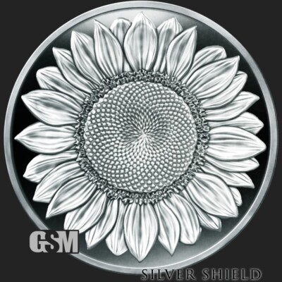 2024 - SUNFLOWER - 1 oz .999 Fine Silver Shield Proof Round - IN STOCK ...
