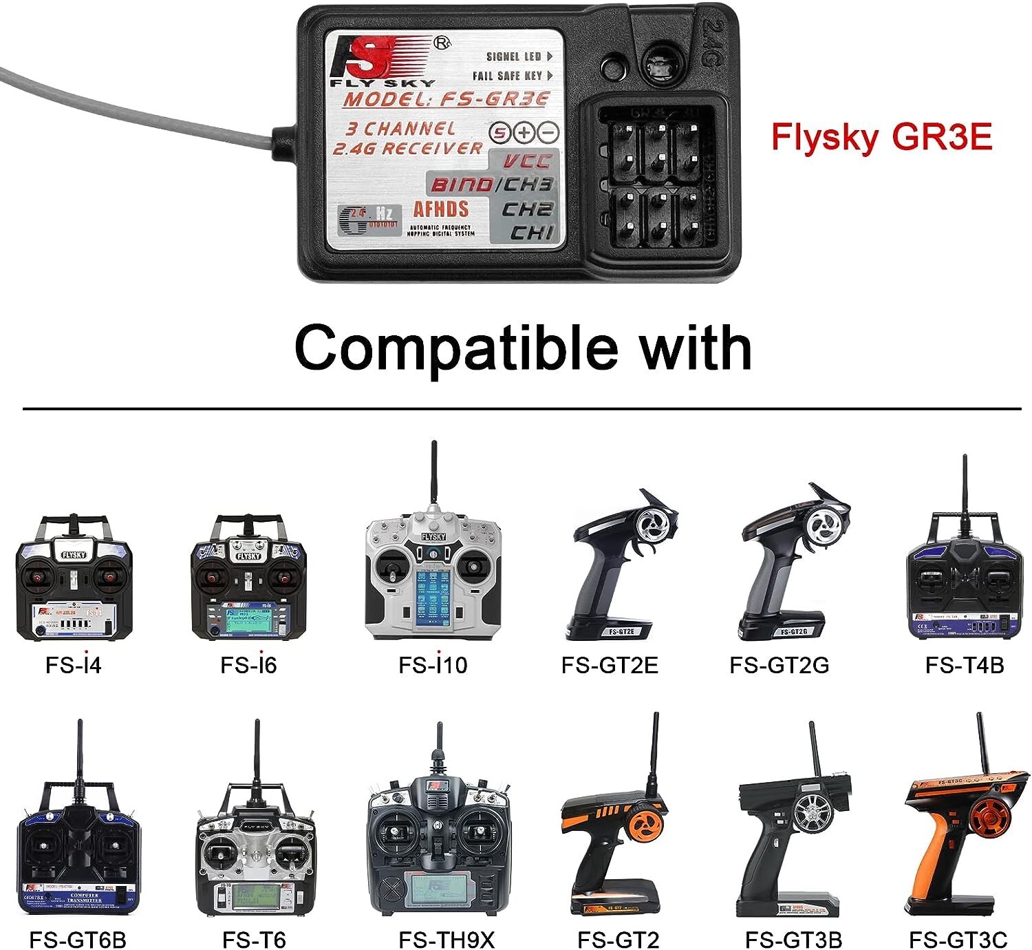 FlySky Receiver FS-GR3E 3 Channel 2.4 Ghz Receiver RC Car Boat UK 1st ...