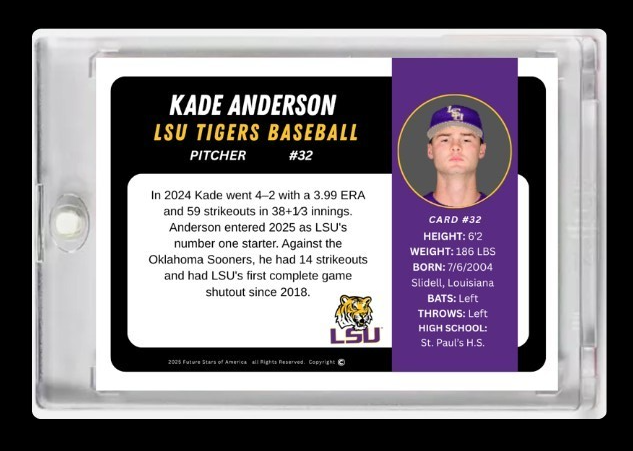 2025 Kade Anderson Future Stars NCAA Rookie Card #32 LSU Tigers | eBay