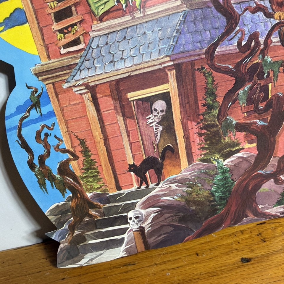 Vintage Halloween Eureka Die Cut Haunted House Spooky Skeleton 14" | eBay