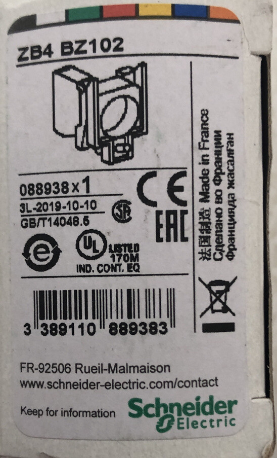 Schneider Electric ZB4BZ102 Contact Block With Mounting Collar | eBay