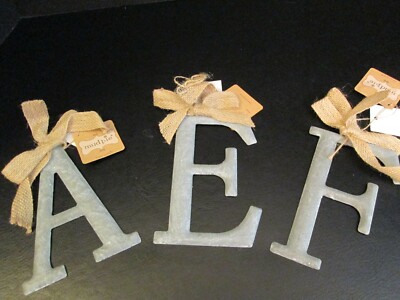 Tin Initial Ornament by Mud Pie, Slate Gray, 5", Letters A, E, or F ...