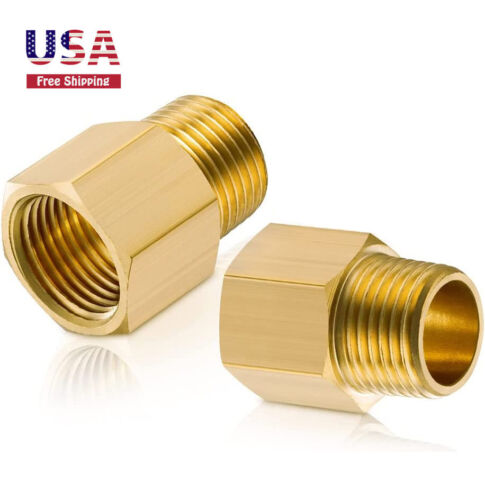 2PCS Hexagon Brass Pipe Fitting Adapter 1/2" NPT Female × 1/2" NPT ...