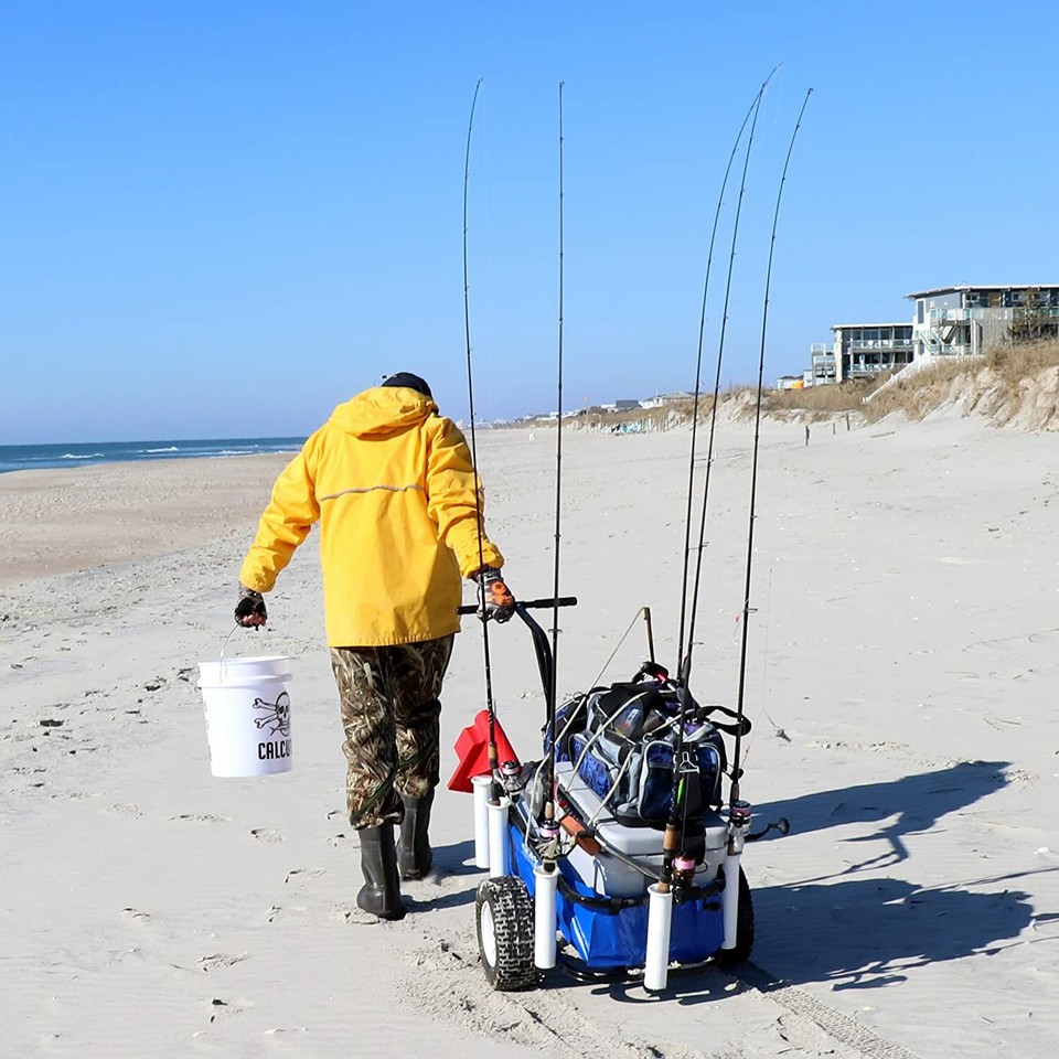 N Beach Cart Fishing Pier Buggy Runner Carrier Rolling Wagon Cooler ...