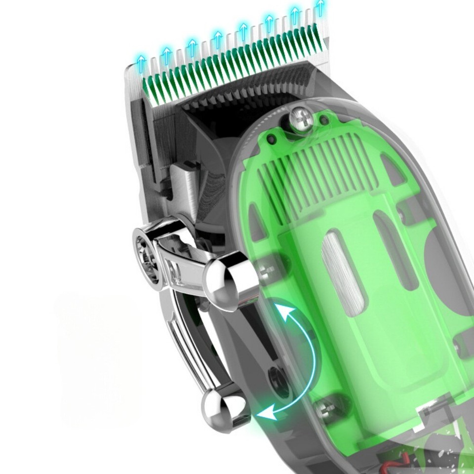Professional Cordless Electric Transparent Hair Clipper for Men with ...