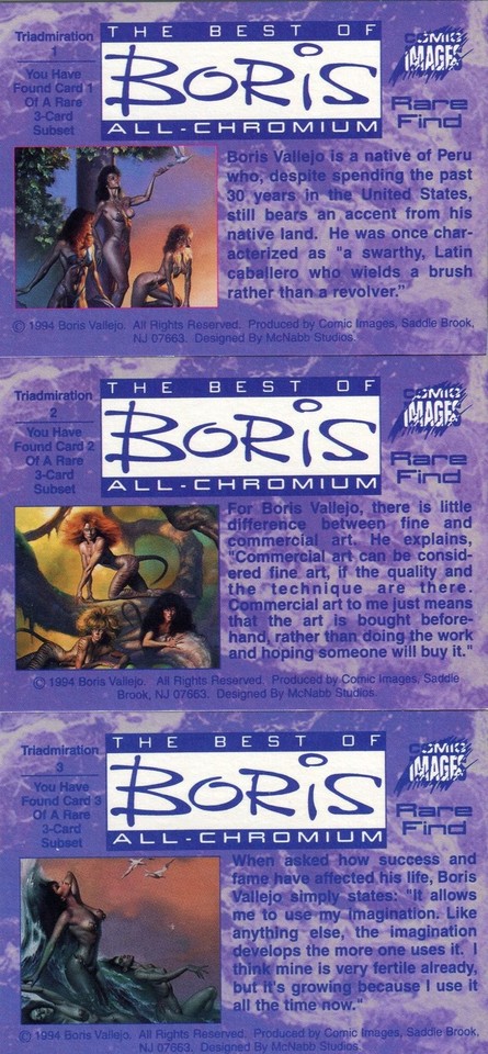 Boris Vallejo Best of Boris Triadmiration Chase Card Set 3 Cards Comic ...