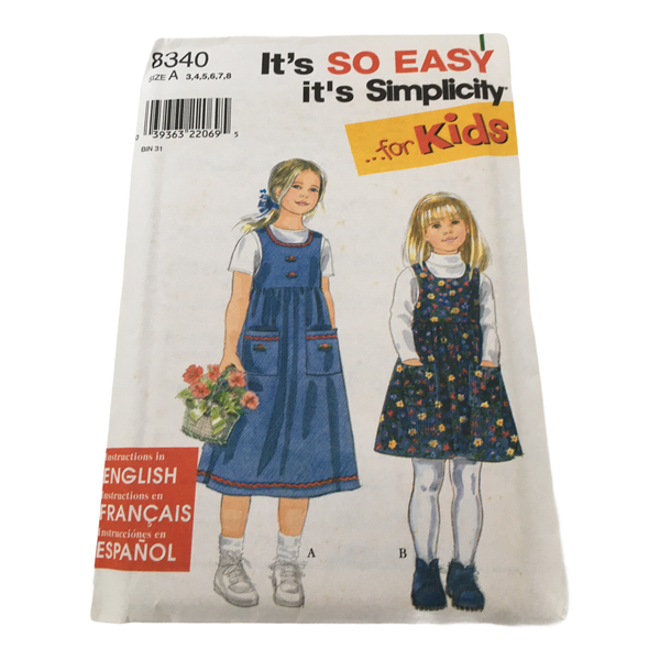 8340 Simplicity Child's Jumper Uncut Sewing Pattern Size 3-8 for sale ...