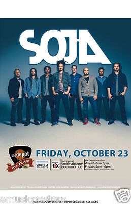 SOJA 2015 SALT LAKE CITY CONCERT TOUR POSTER - Reggae Rock Music | eBay