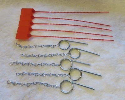 🧯5-Fire Extinguisher Safety Pull Pin & Chain W/10-Tamper Proof Flag ...