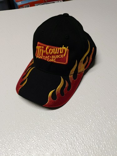Vintage Hat GM Motors Pontiac Buick Tri-County Flames Black Rally | eBay