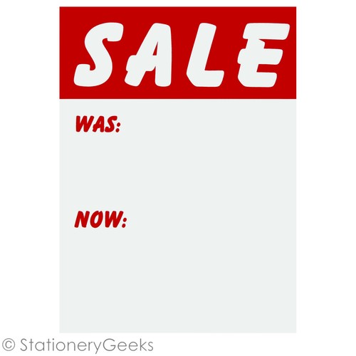 96 SALE WAS NOW Cards 3x2" Price Tickets Label Discount Shop Pricing ...