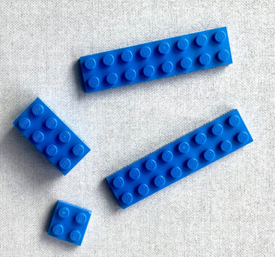 MIXED LOT OF 4 LEGO BRICKS & PLATES BLUE 2x4 BRICK & 2x2 & 2x8 PLATES ...