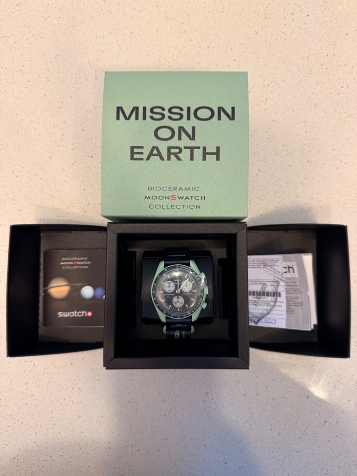 Omega x Swatch Bioceramic Moonswatch Watch Mission ON Earth Watch with ...