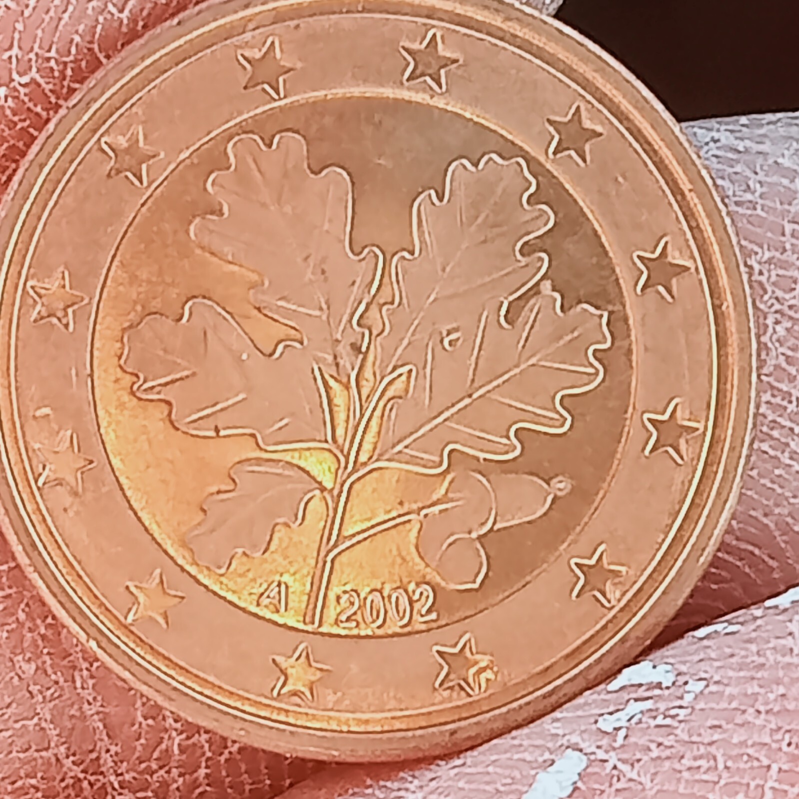 2002 5 CENTS EURO COIN GERMANY, POLISHED PLATER , RARE..FOR COLLECTOR ...