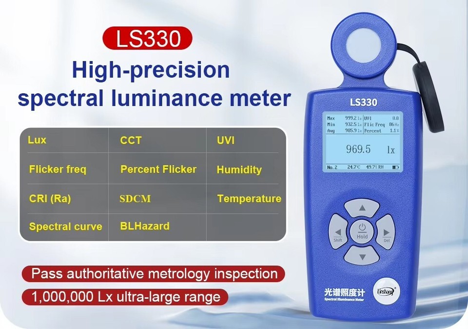 LS330 Spectral Illuminance Meter Light Meter Lux Meter UVI CCT CRI Ra ...