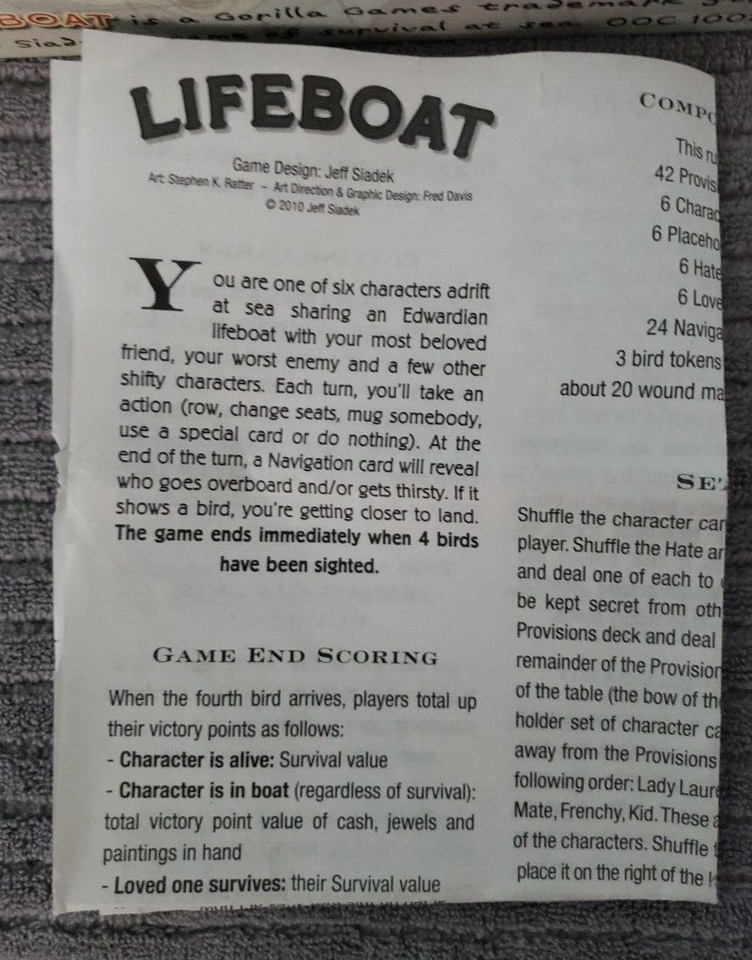 Gorilla Games Card Game Lifeboat (3rd Ed) Complete | eBay