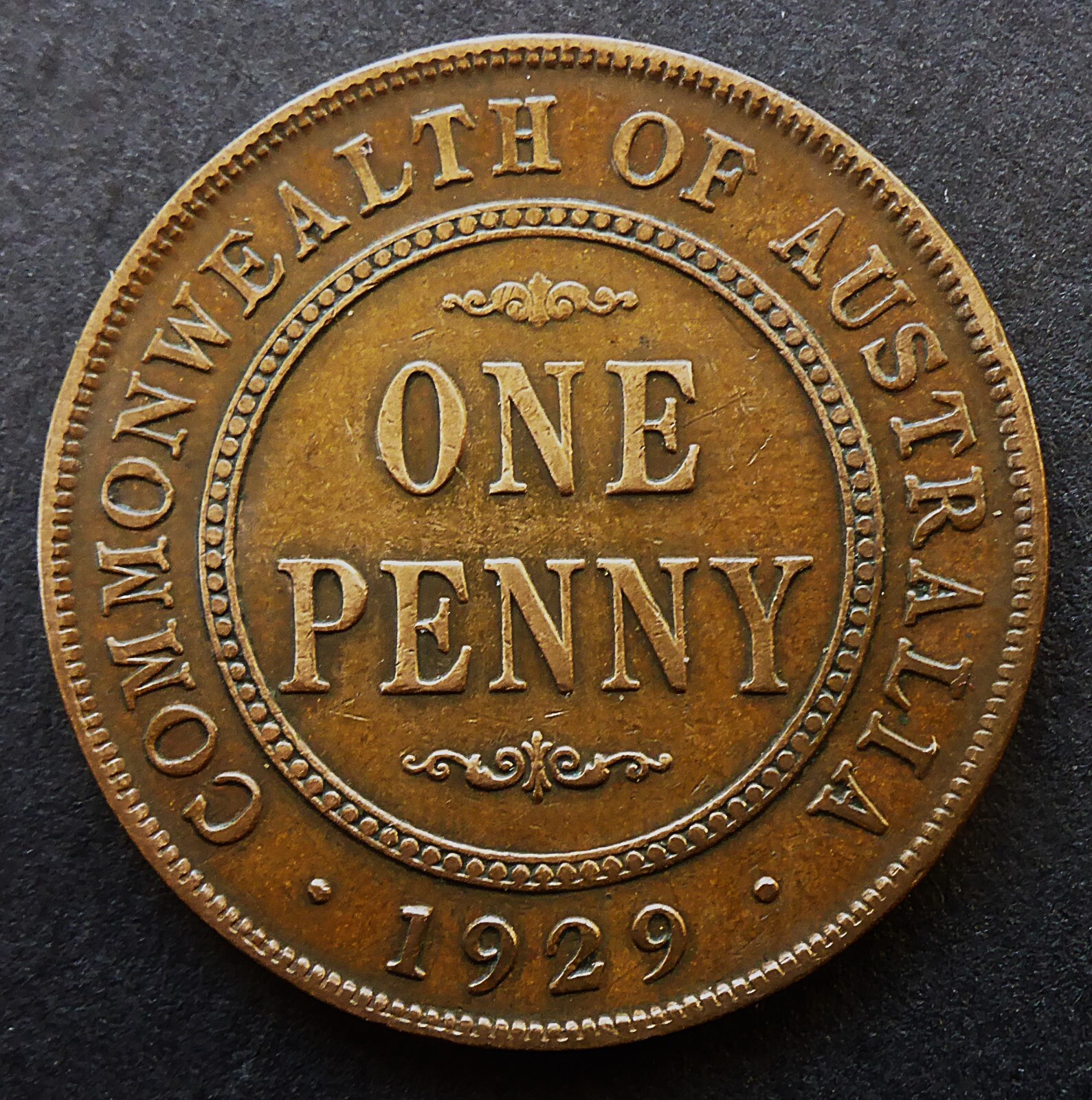 1929 Australian Bronze Penny FREE SHIPPING!! 95 YEARS OLD!! KING GEORGE ...