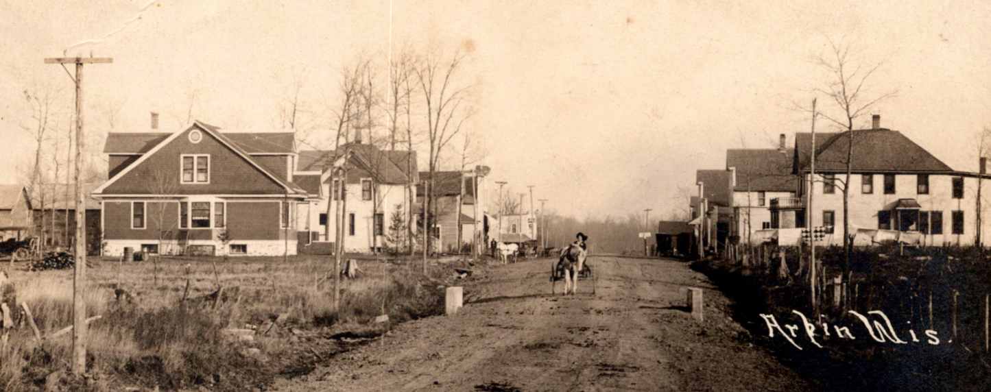 RPPC Postcard Arpin WI Town Street Scene Horse Carriage Wisconsin Wood ...