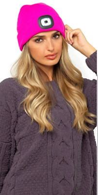 Ledies LED Beanie Hat Pink/ Gray | eBay UK