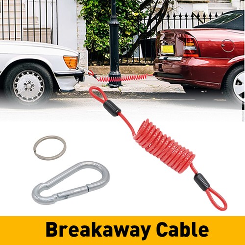 6FT Breakaway Trailer Cable Trailer Safety Spring Rope Coiled Brake ...