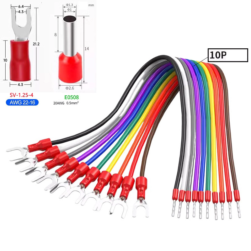 10Pin 20 AWG 0.5mm² Jumper Wire Fork Ferrules terminals Connecting ...