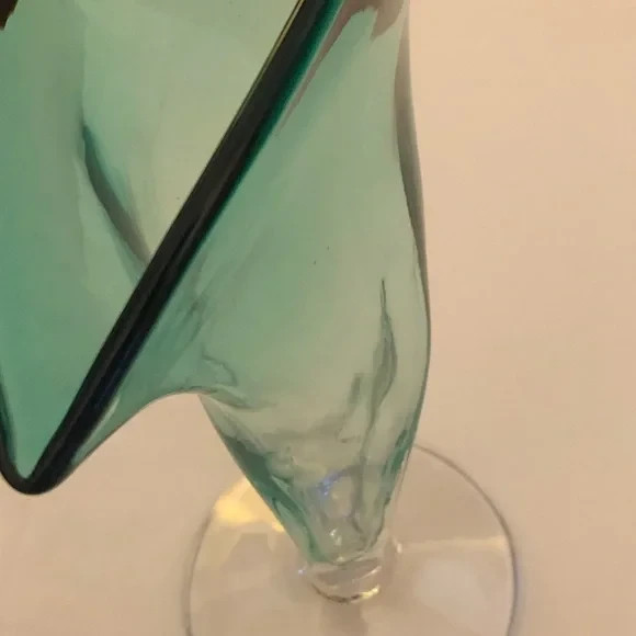 Blenko Glass Fan Vase in Antique Green to Clear Vintage GORGEOUS | eBay